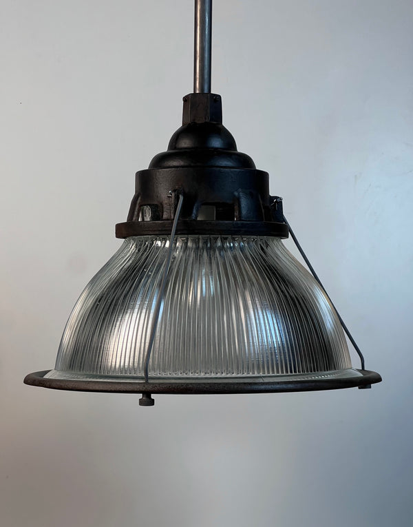 Rare Cast Iron Dust Tight Holophane Light Fixture with Inner Glass ...