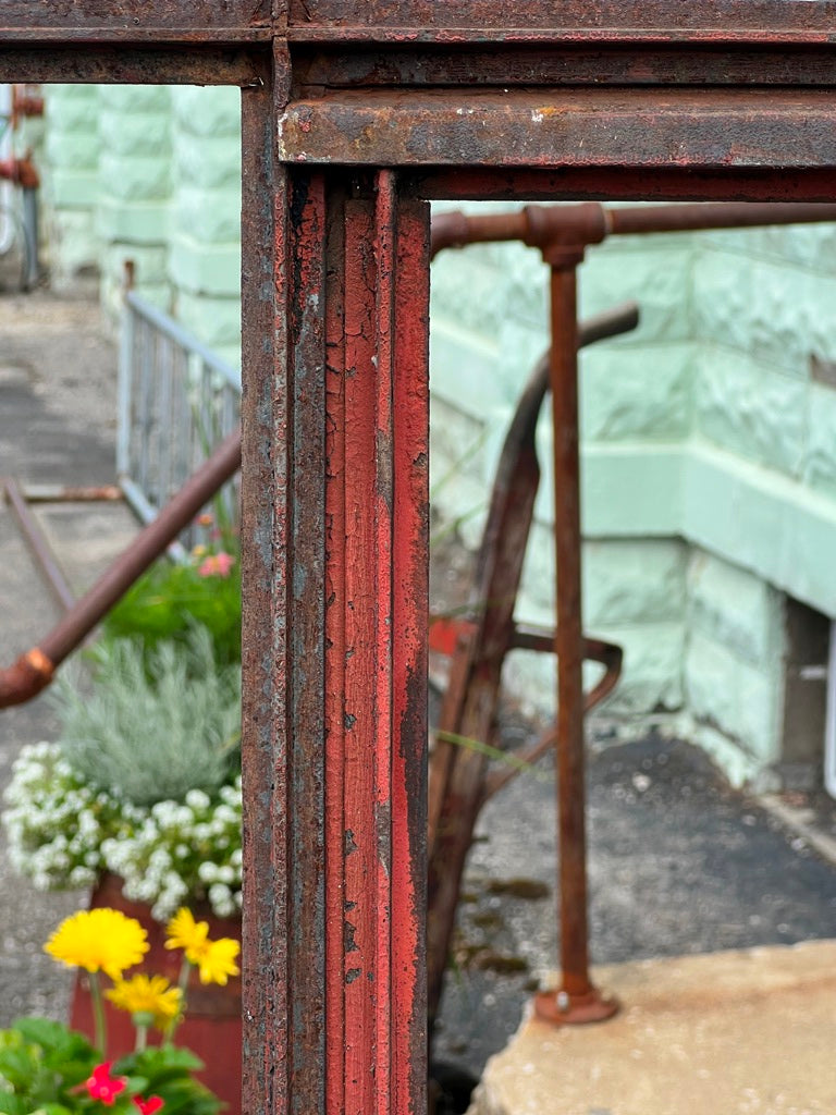 Antique Steel Factory Window W/Center Casement Window - Old School ...