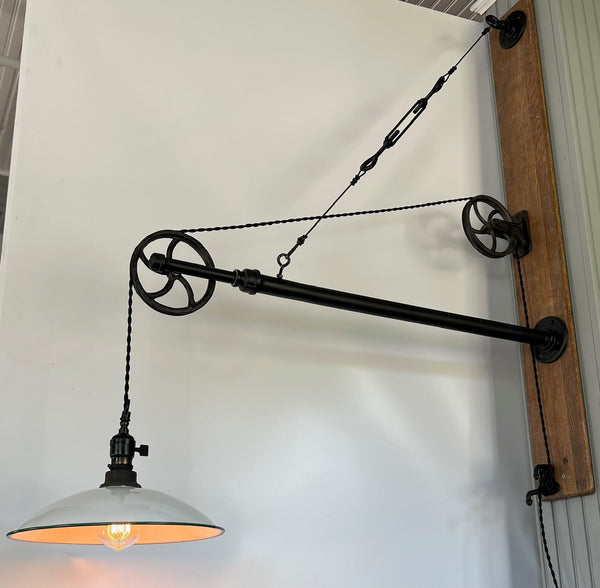 Vintage Pulley Adjustable Wall Lamp - Old School Warehouse