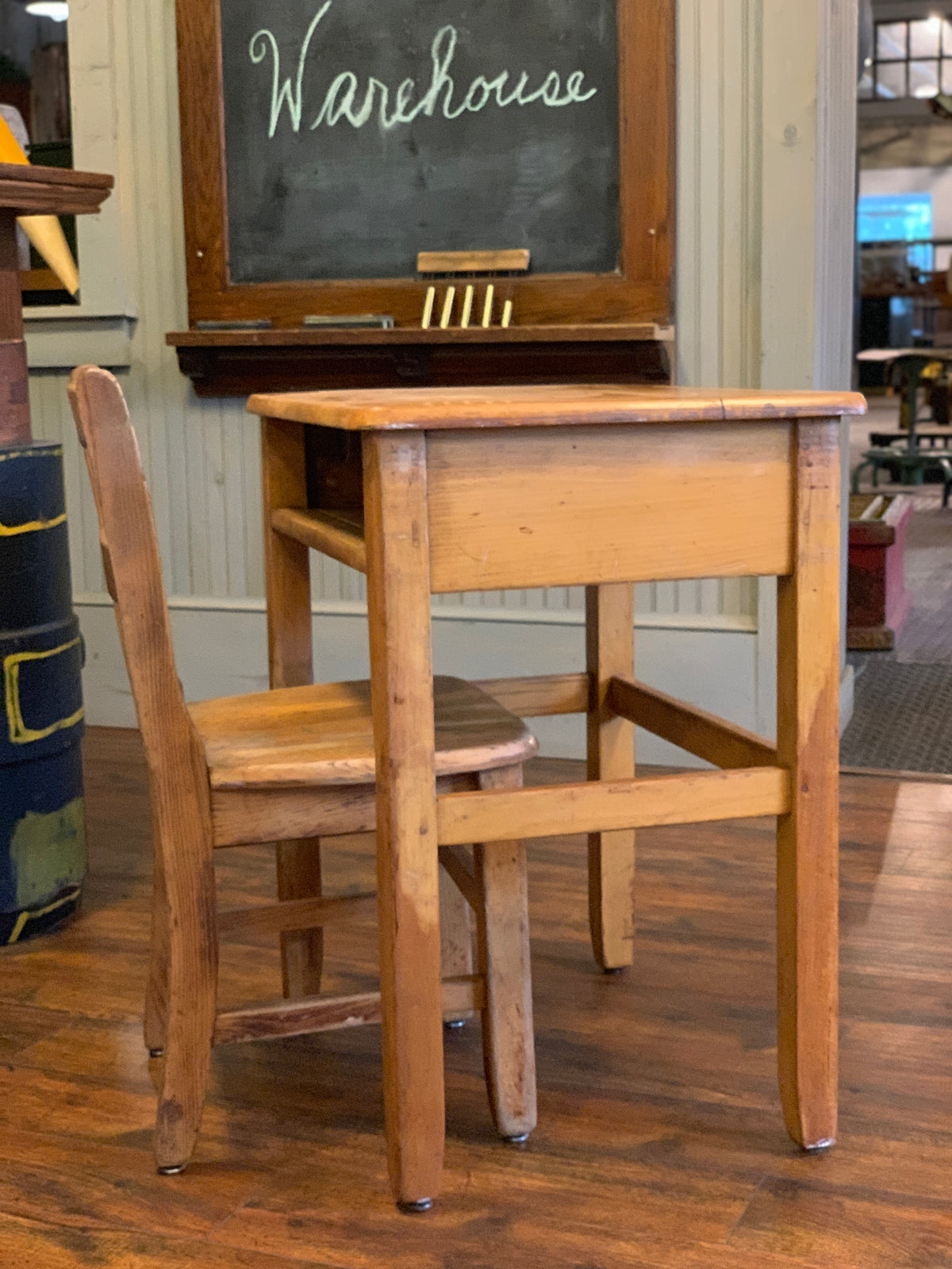Antique Maple Child's School Desk And Chair -through pinned joints ...