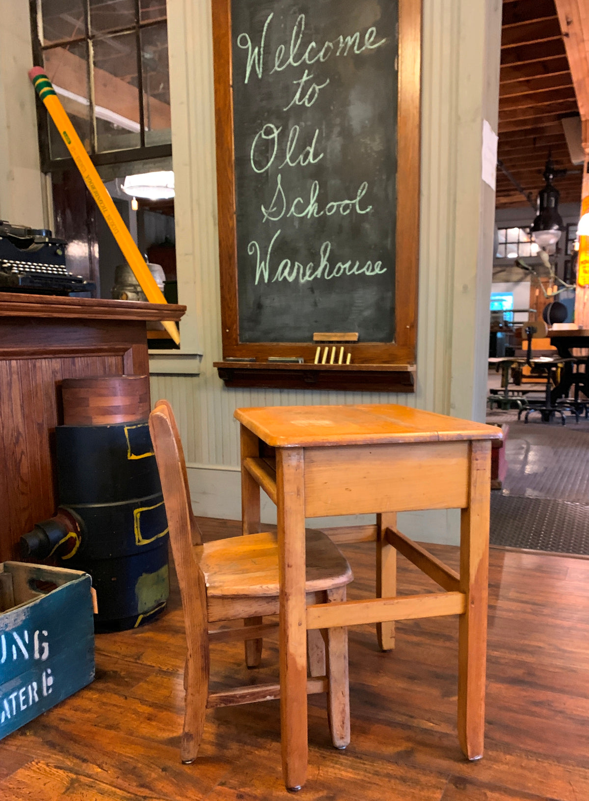 Antique Maple Child's School Desk And Chair -through pinned joints ...