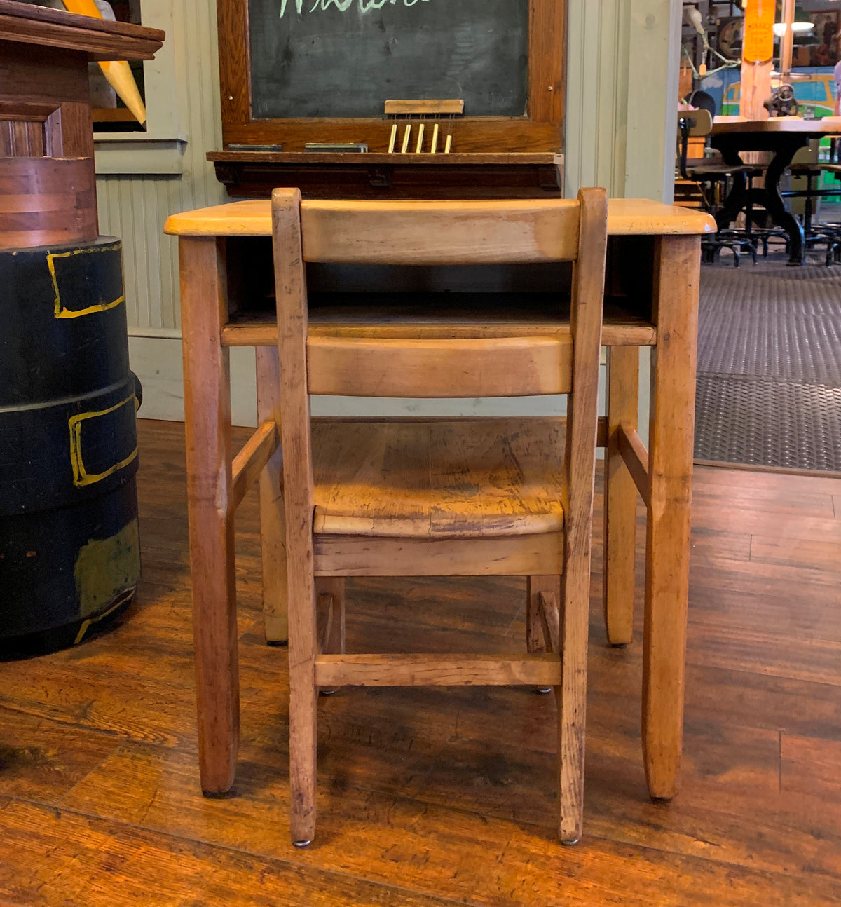 Antique Maple Child's School Desk And Chair -through pinned joints ...