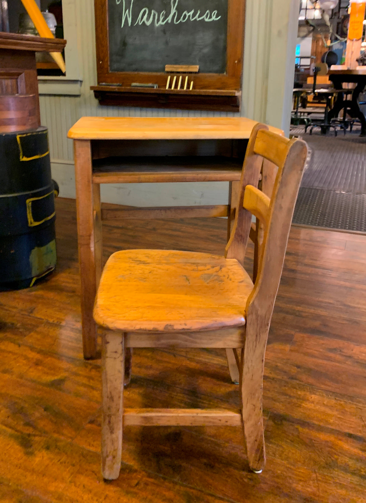Antique Maple Child's School Desk And Chair -through pinned joints ...