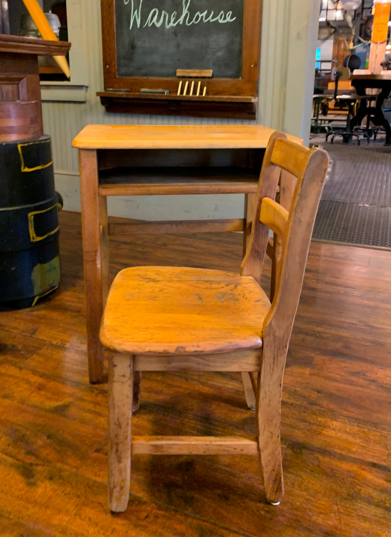 Antique Maple Child's School Desk And Chair -through pinned joints ...