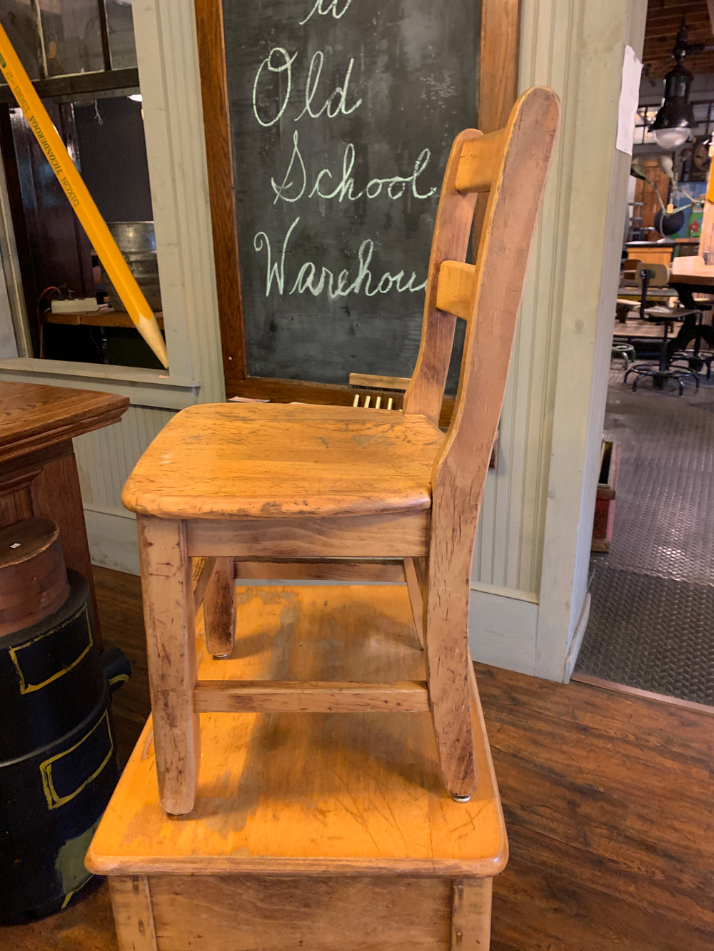 Antique Maple Child's School Desk And Chair -through pinned joints ...