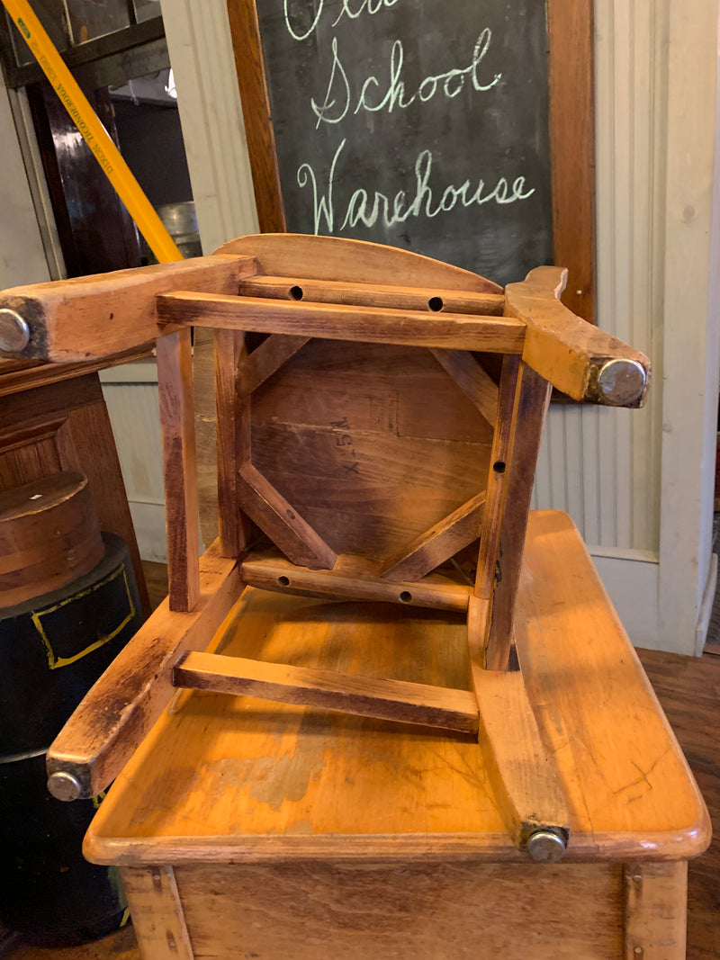 Antique Maple Child's School Desk And Chair -through pinned joints ...