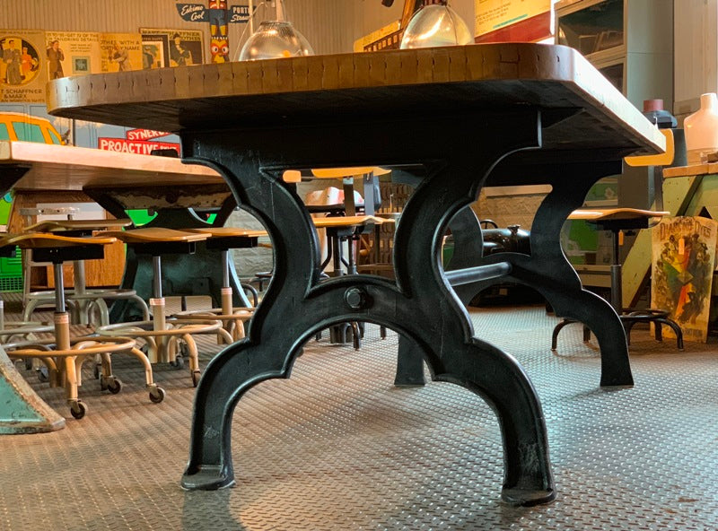 Industrial Cast Iron Leg Table W/8 Stools Re-purposed 1512471822397 ...