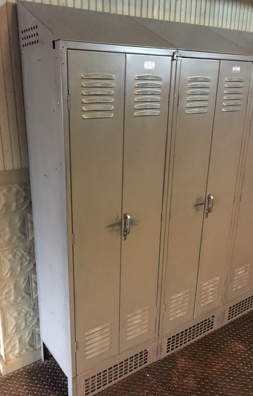 Vintage Gym Lockers Re purposed Entertainment Center Industrial Steel ...