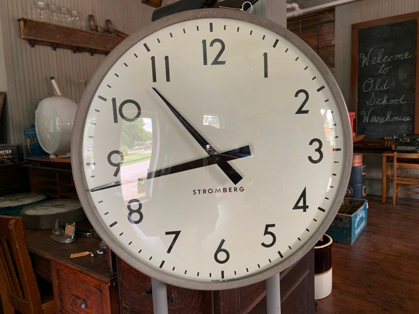 17" 1950 Stromberg Clock Double Face Wall/Ceiling/Floor School ...